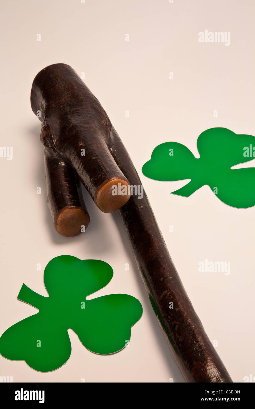Irish Shillelagh and Shamrocks Still Life Stock Photo - Alamy