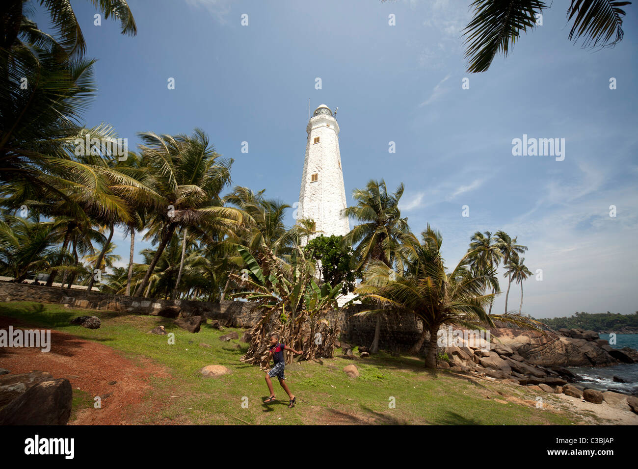 Dondra Head lighthouse on the southern tip of the island Sri Lanka ...