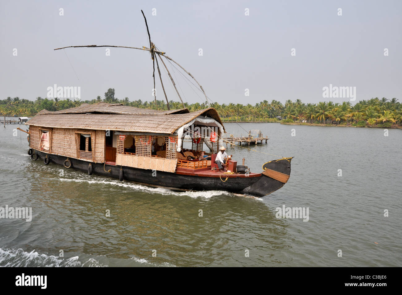 India, Kerala backwaters, A Traditional Rice Boat Stock Photo - Alamy