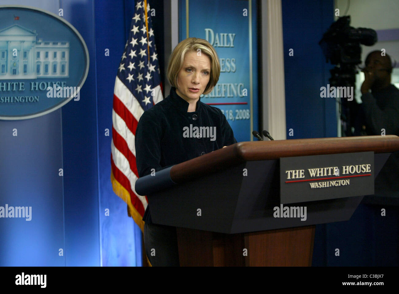 White House Press Secretary Dana Perino stuns reporters as she steps ...