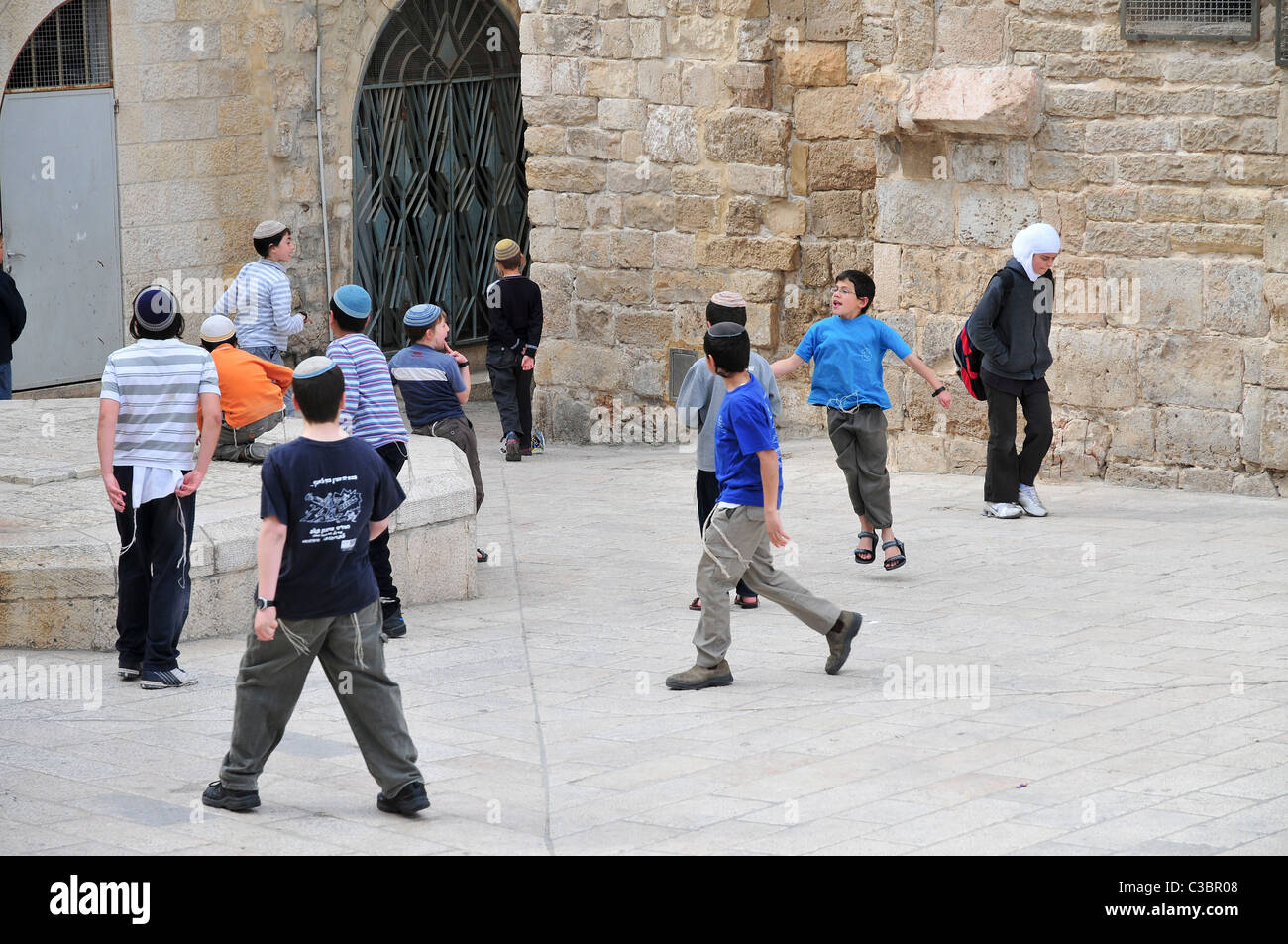 young religious Jewish Boys of six to ten years in the Jewish quarters ...