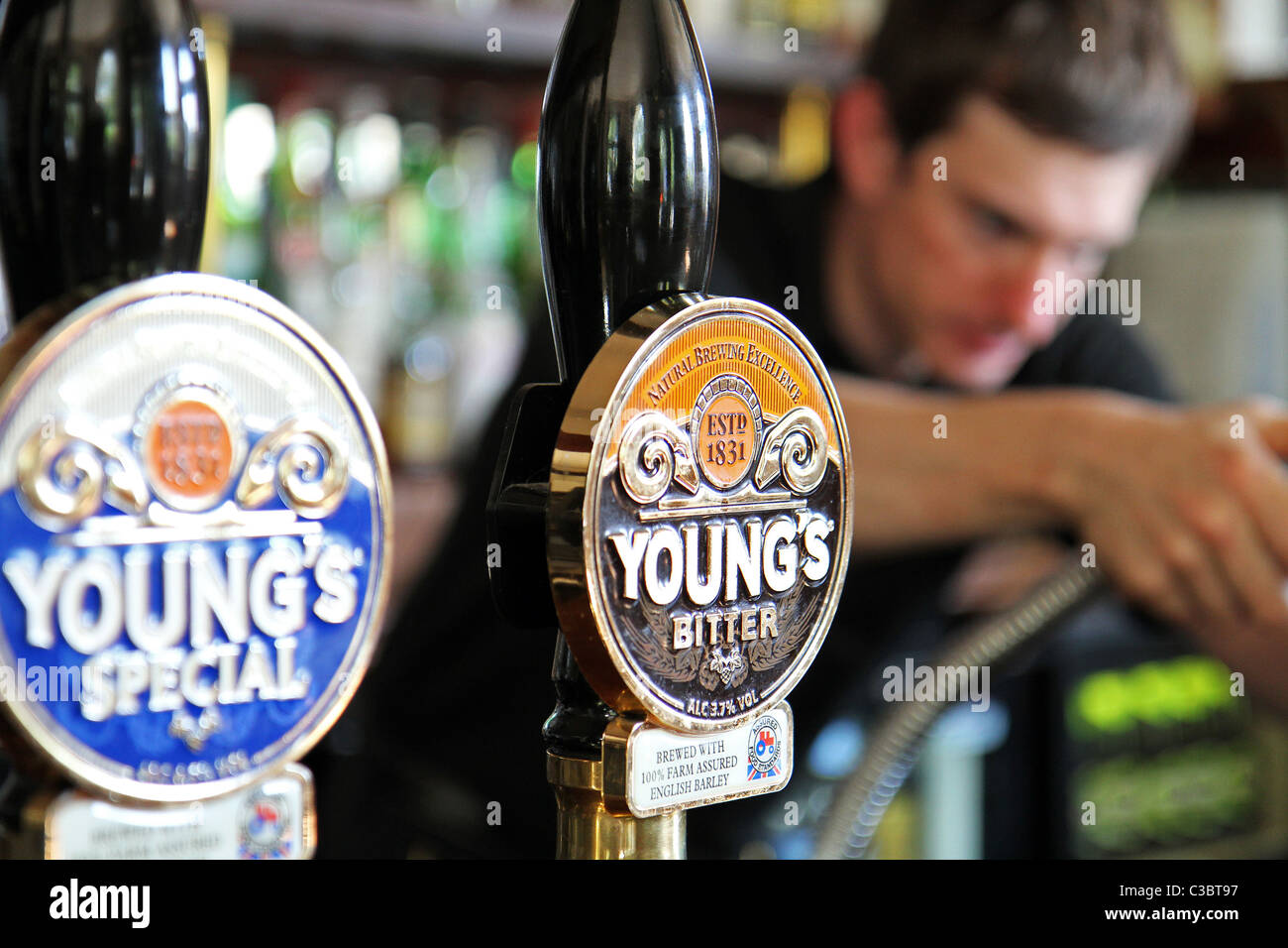 A Youngs beer pump Stock Photo - Alamy