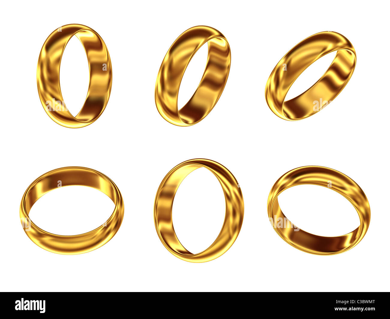 Set of golden ring - isolated on white background Stock Photo - Alamy