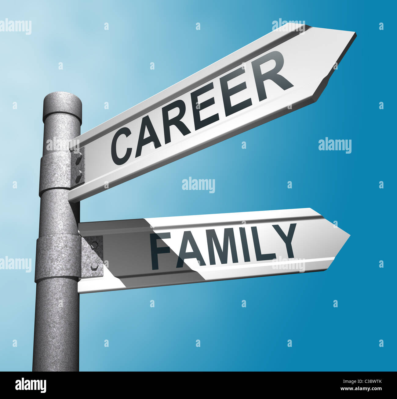 Direction Sign on blue background Stock Photo - Alamy