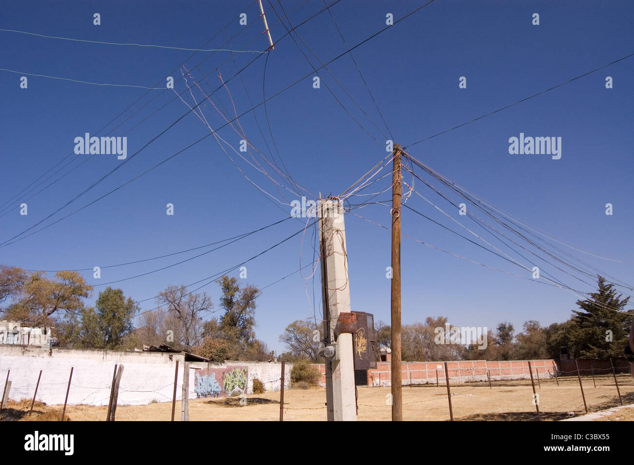Power pole with a lot of "diablitos" (illegal connections to the ...