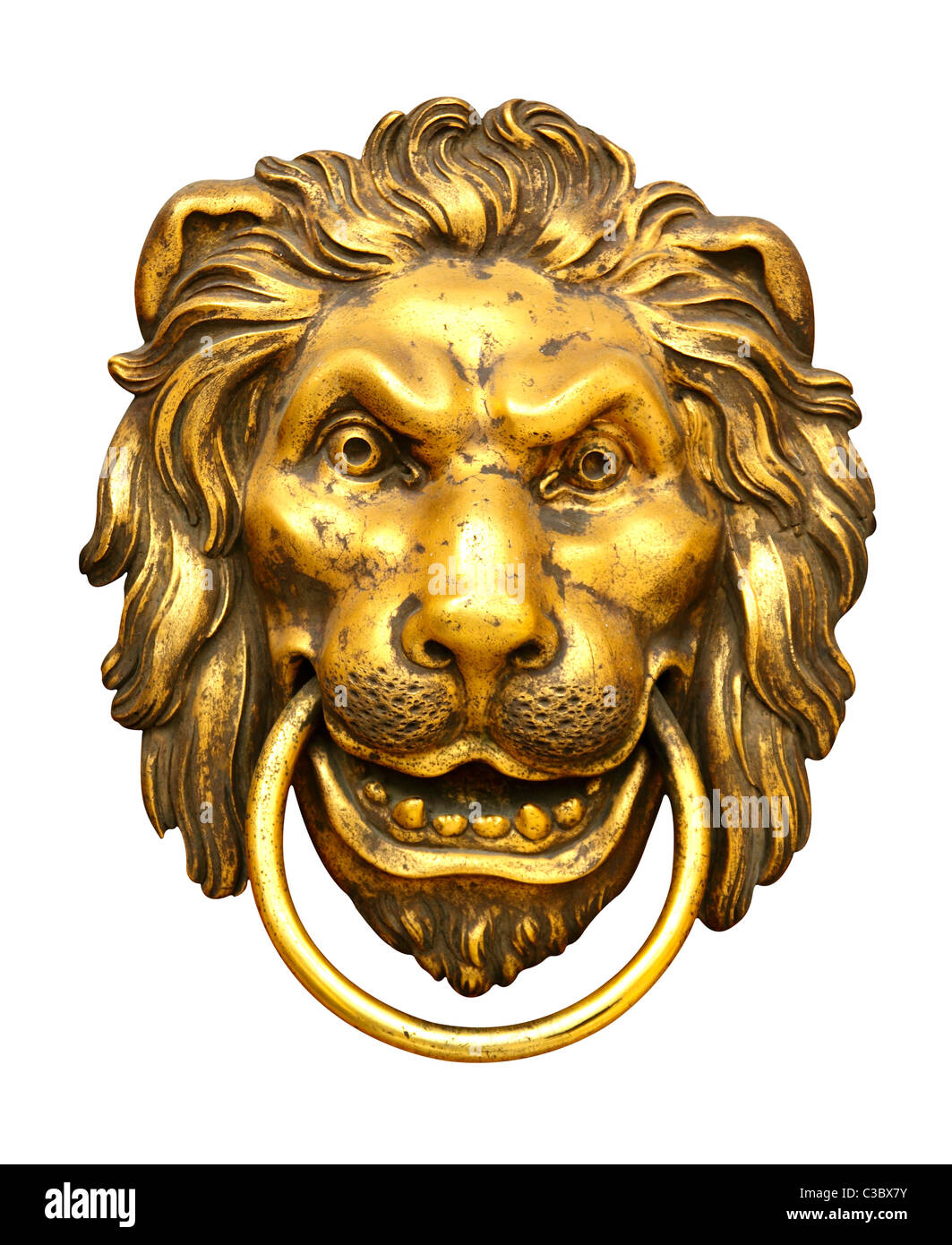 Brass lion head door knocker Cut Out Stock Images & Pictures - Alamy