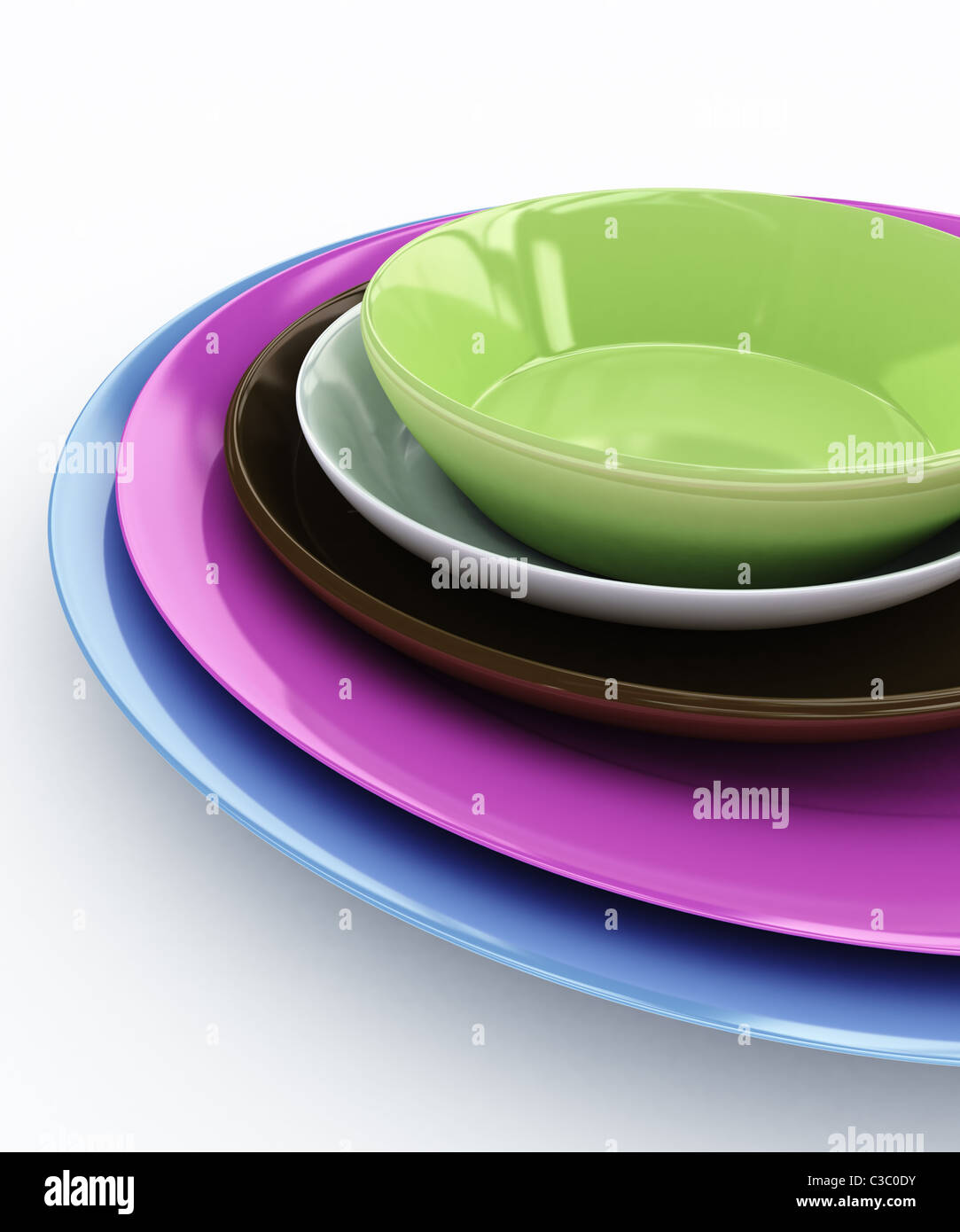 Stack of colored plates Stock Photo - Alamy