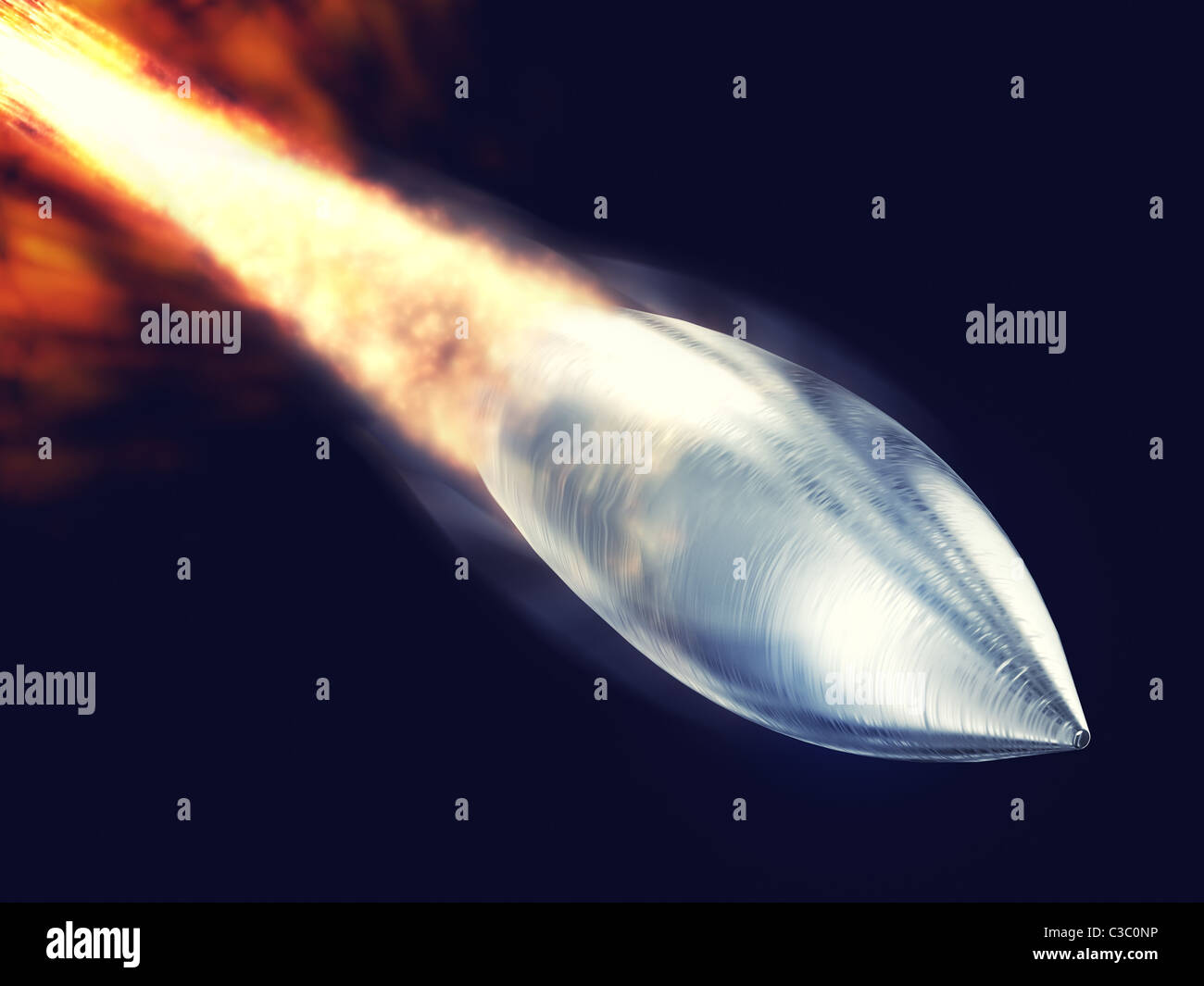 Flying bullet with fire trail Stock Photo - Alamy