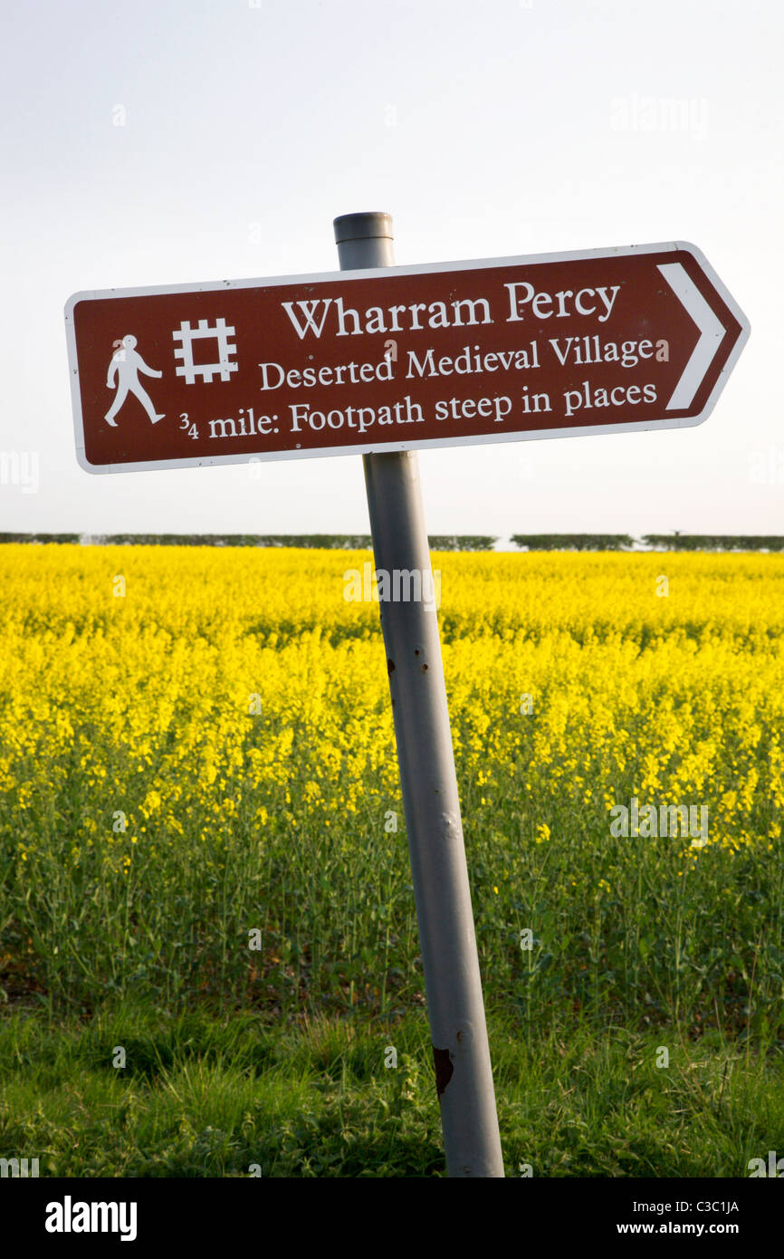 Wharram Percy Tourist Sign East Riding of Yorkshire England Stock Photo ...