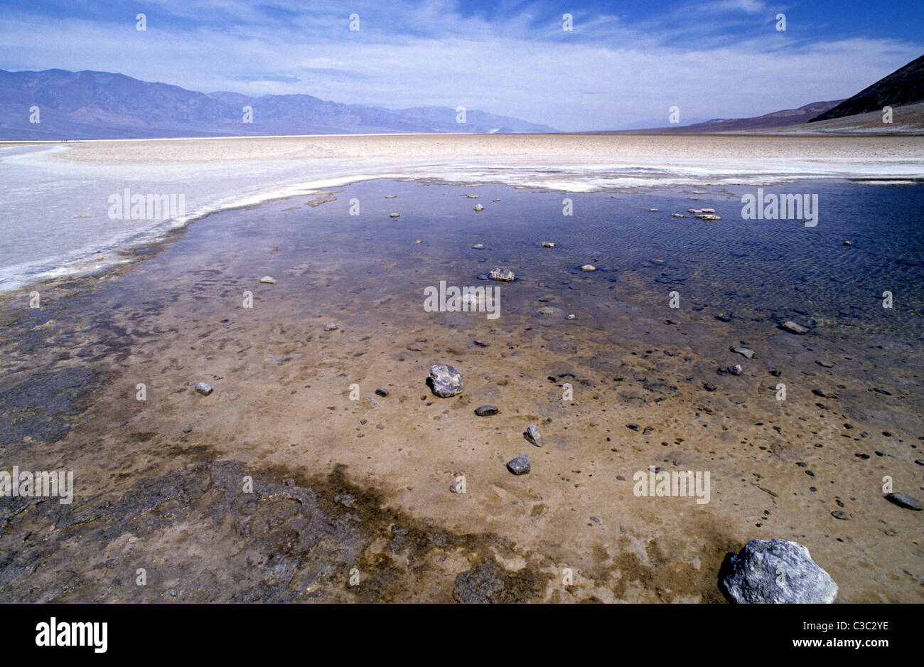 This is the partly dried up Badwater Basin in Death Valley National ...