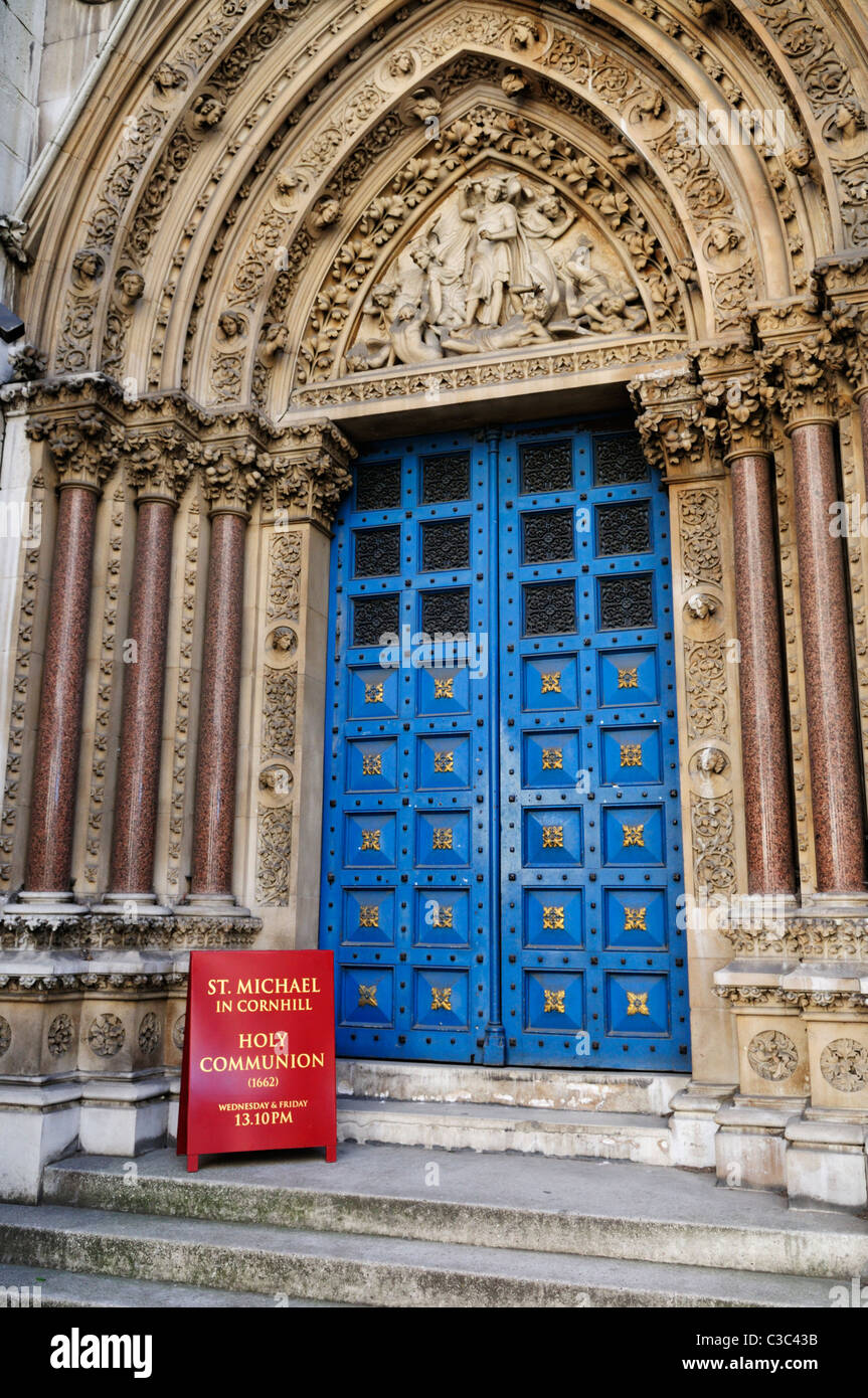 Entrance to Church of St Michael in Cornhill, Cornhill, London, England ...