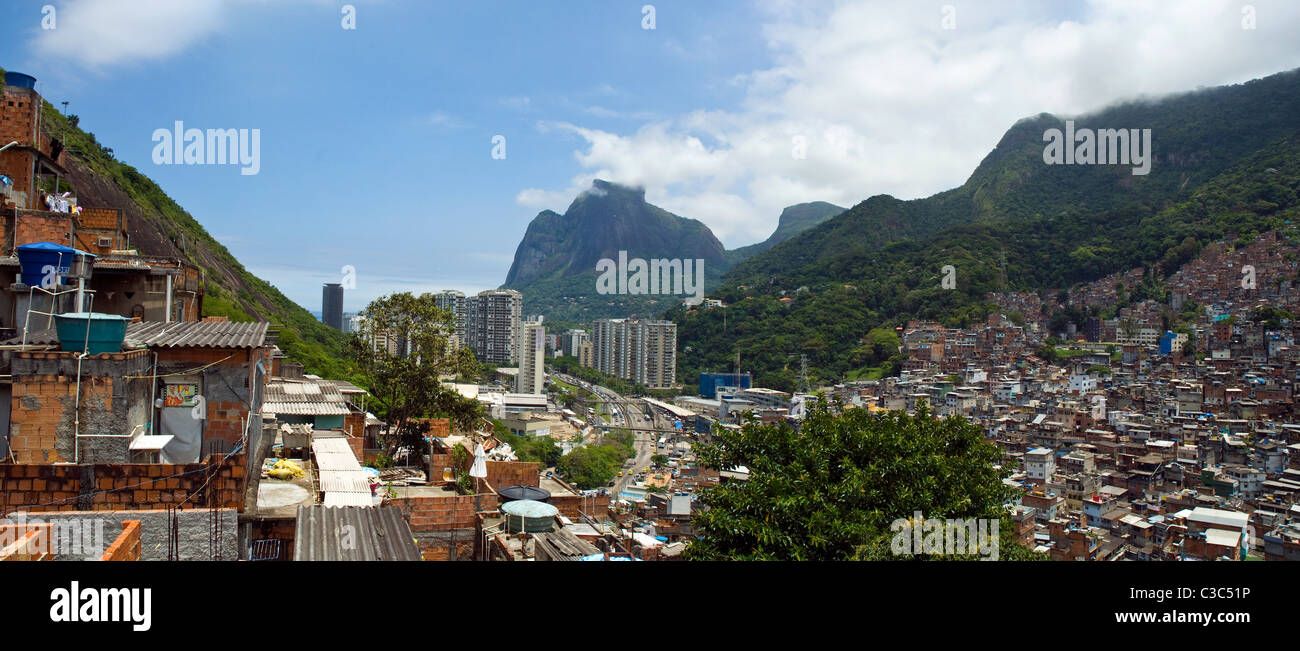 Panoramic view of Rocinha, a favela in Rio de Janeiro, Brazil Stock ...