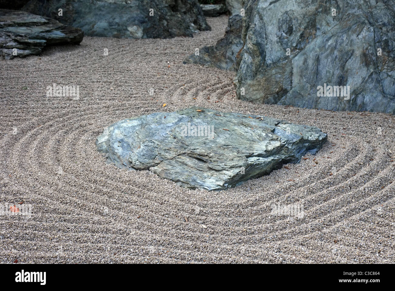 Abstract asian raked sand in park Stock Photo - Alamy