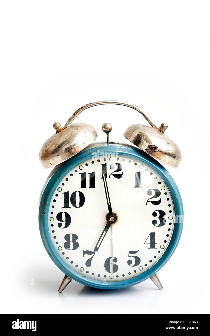 old and rusty alarm clock isolated on white Stock Photo - Alamy