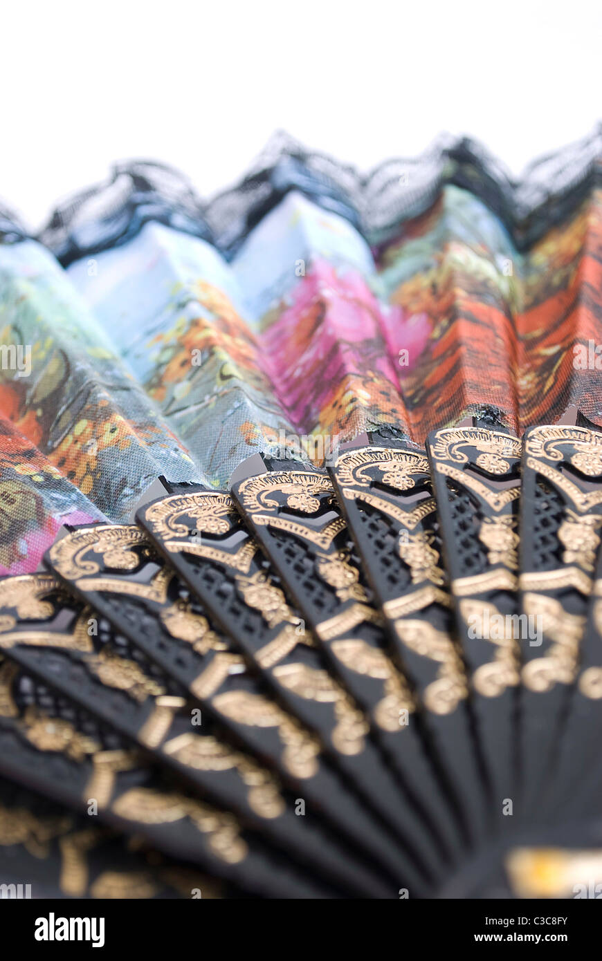 chinese traditional lace fan isolated on white Stock Photo - Alamy