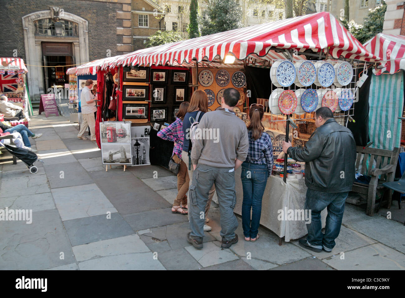 Market stall, part of a permanent market in the grounds of St James's ...