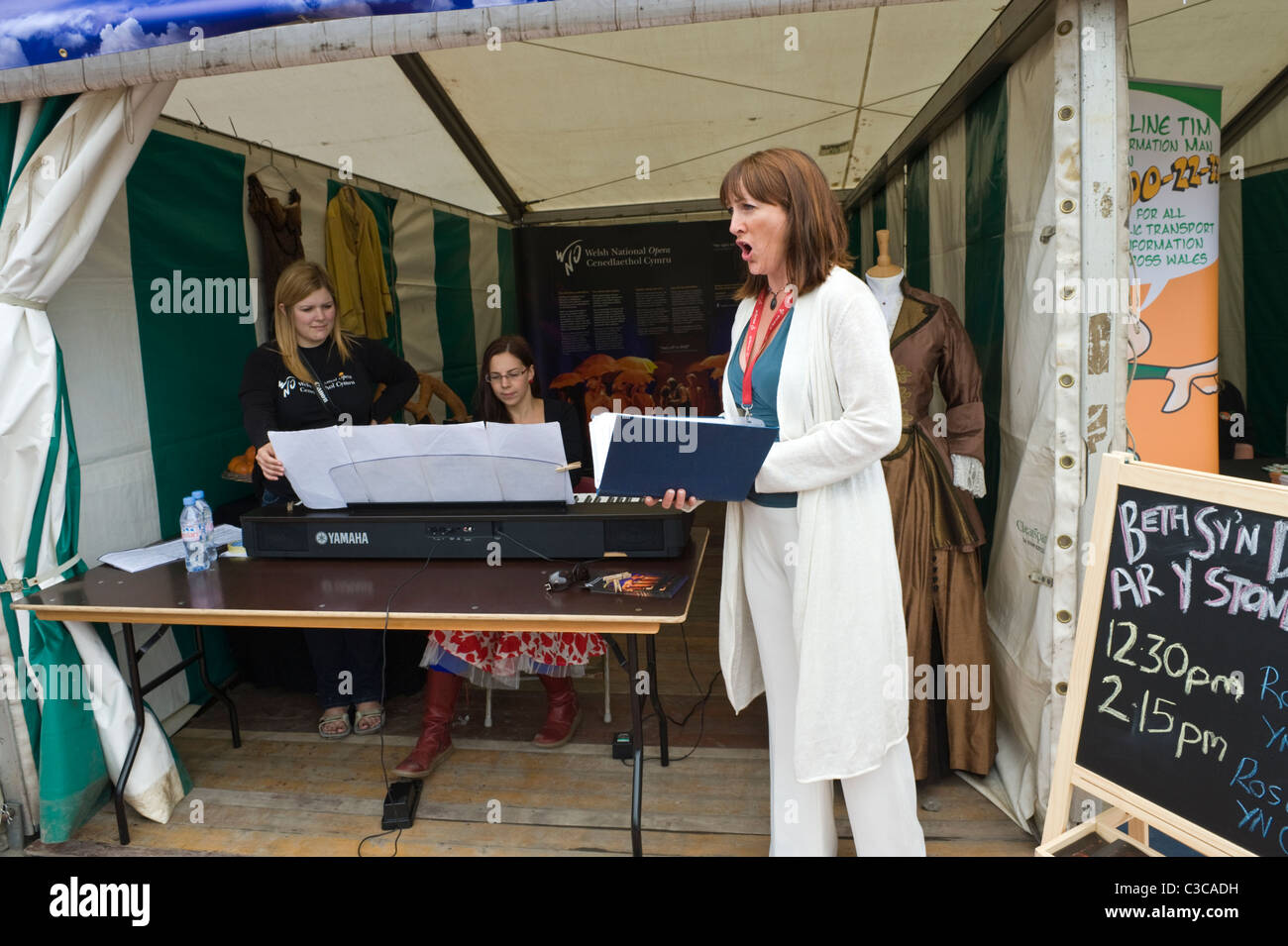 Opera singer singing outside at National Eisteddfod 2010 Ebbw Vale ...