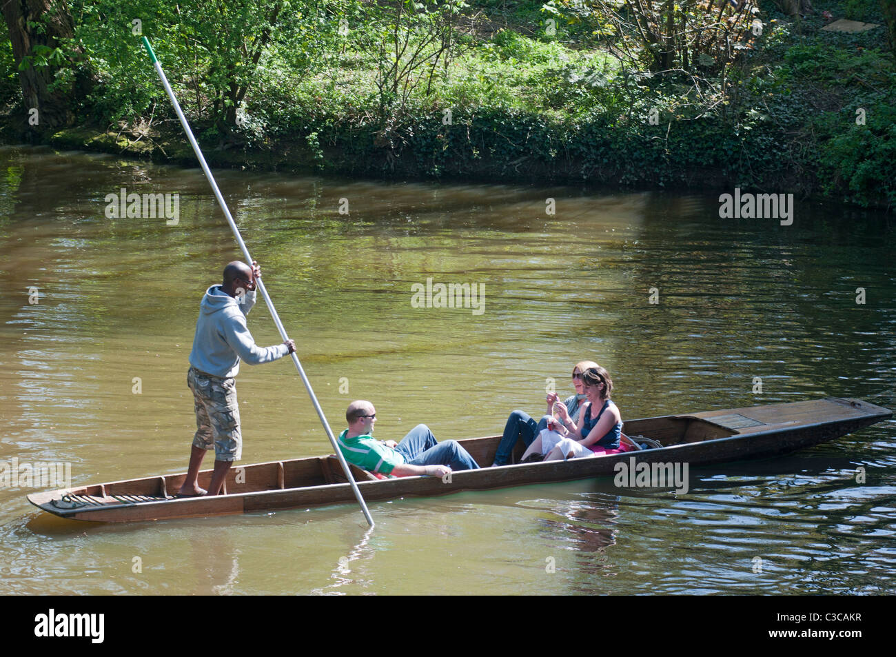 Punting on the river Thames; known as the Isis, Oxford, England, UK ...