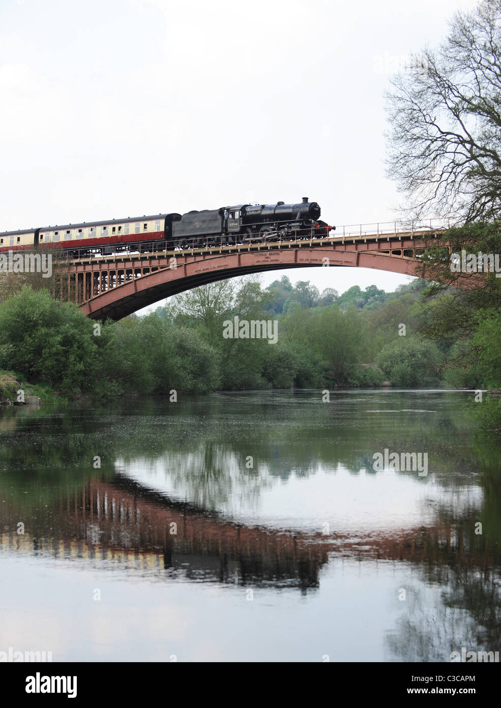 Steam Locomotive crossing Severn Valley Railway Victoria Bridge Arley ...