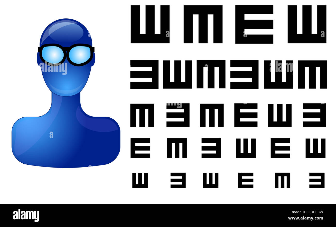 Blue person with eye test Stock Photo - Alamy