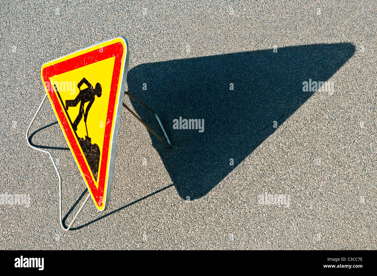 Modern road works traffic sign - France Stock Photo - Alamy