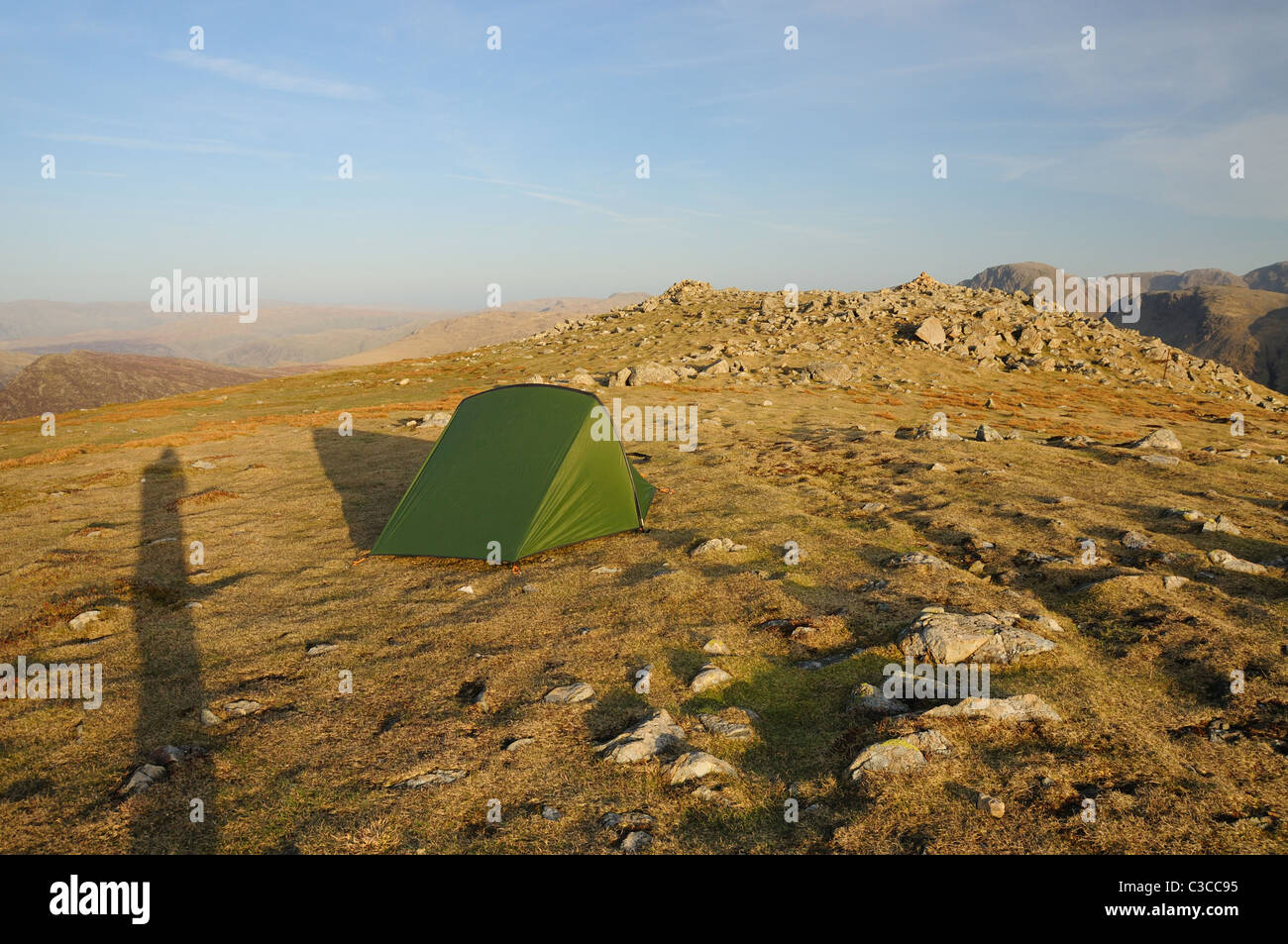 Wild camping on the summit of High Crag in the English Lake District ...
