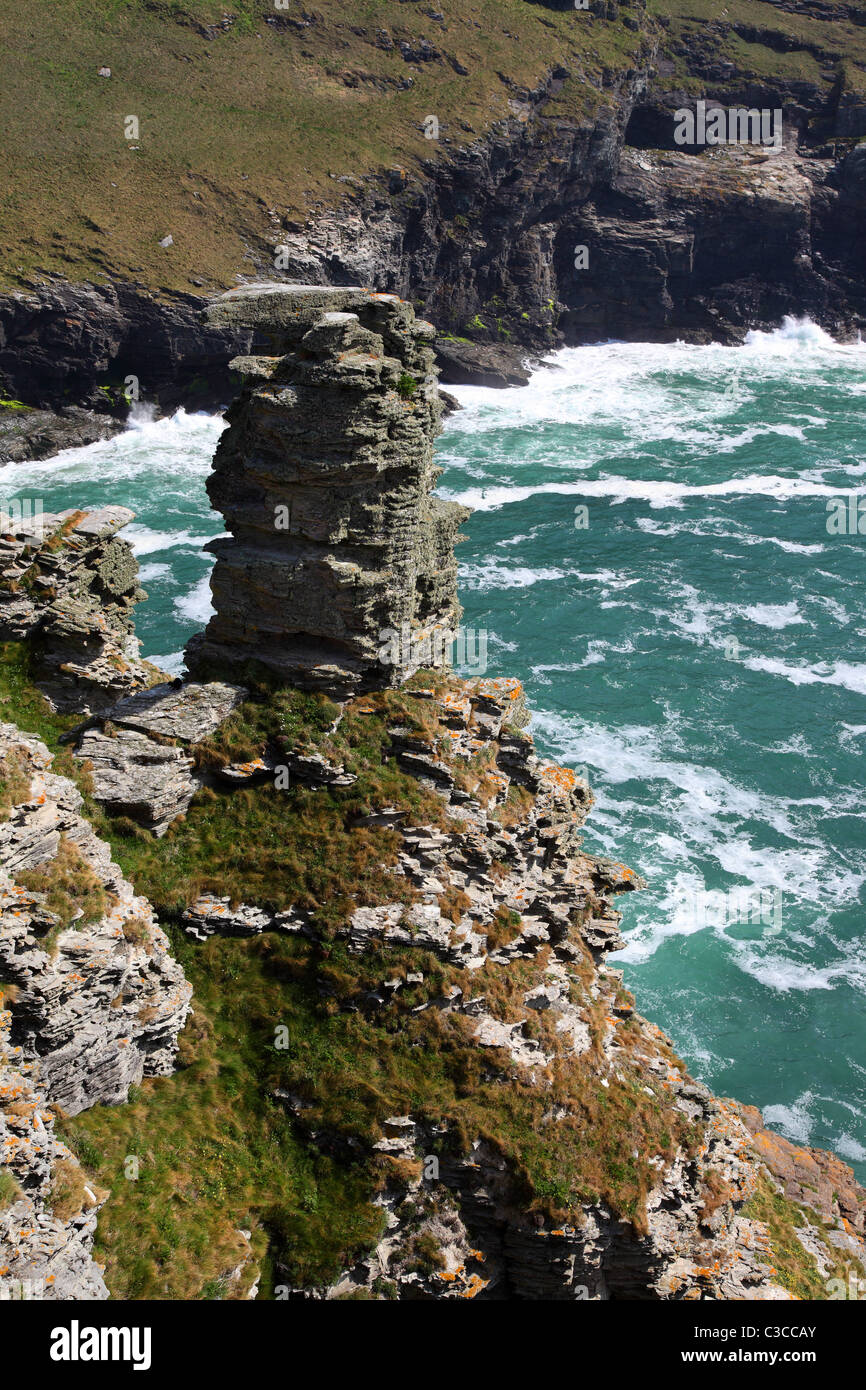 The stack at Tintagel Cornwall England UK Stock Photo - Alamy