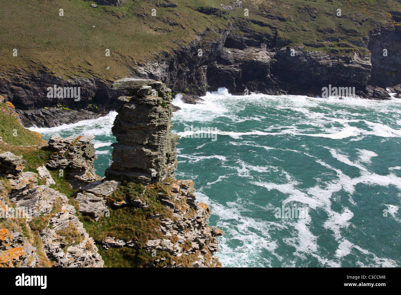 The stack at Tintagel Cornwall England UK Stock Photo - Alamy