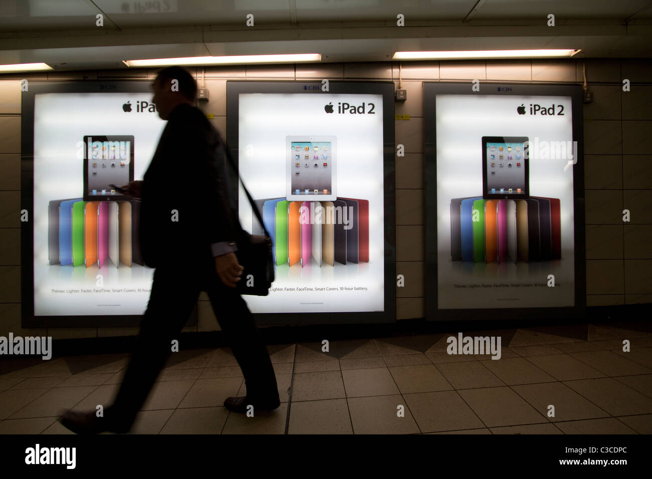 Apple Ipad 2, tablet adverts on display in central London subway, UK ...