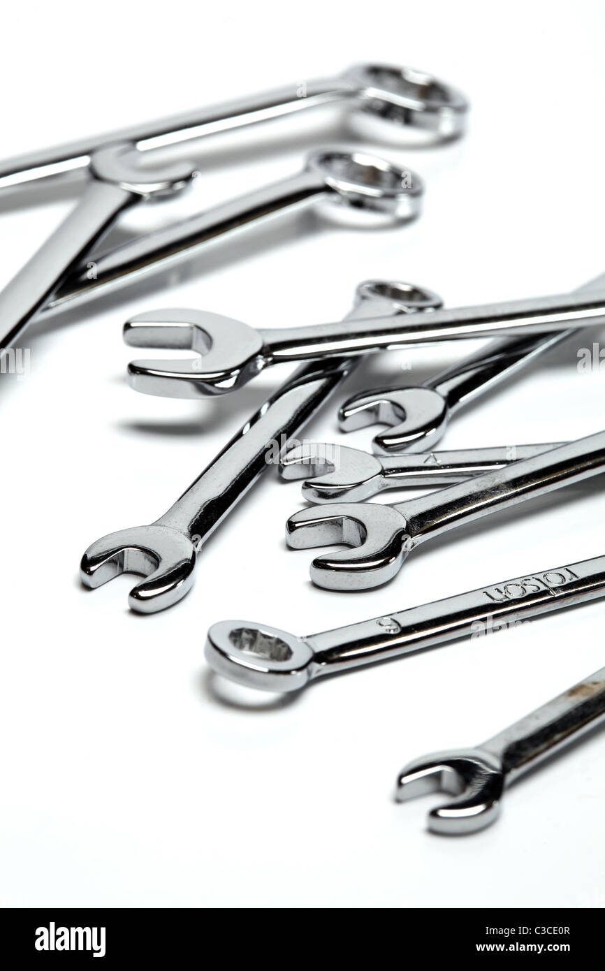 Pile of shiny spanners hi-res stock photography and images - Alamy