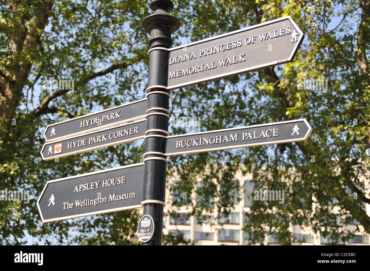 Visit London signs Buckingham Palace Hyde Park Diana Princess of Wales ...
