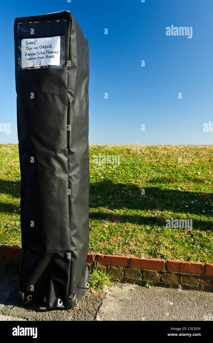 Roadside Pay and Display machine covered due to being out of order ...