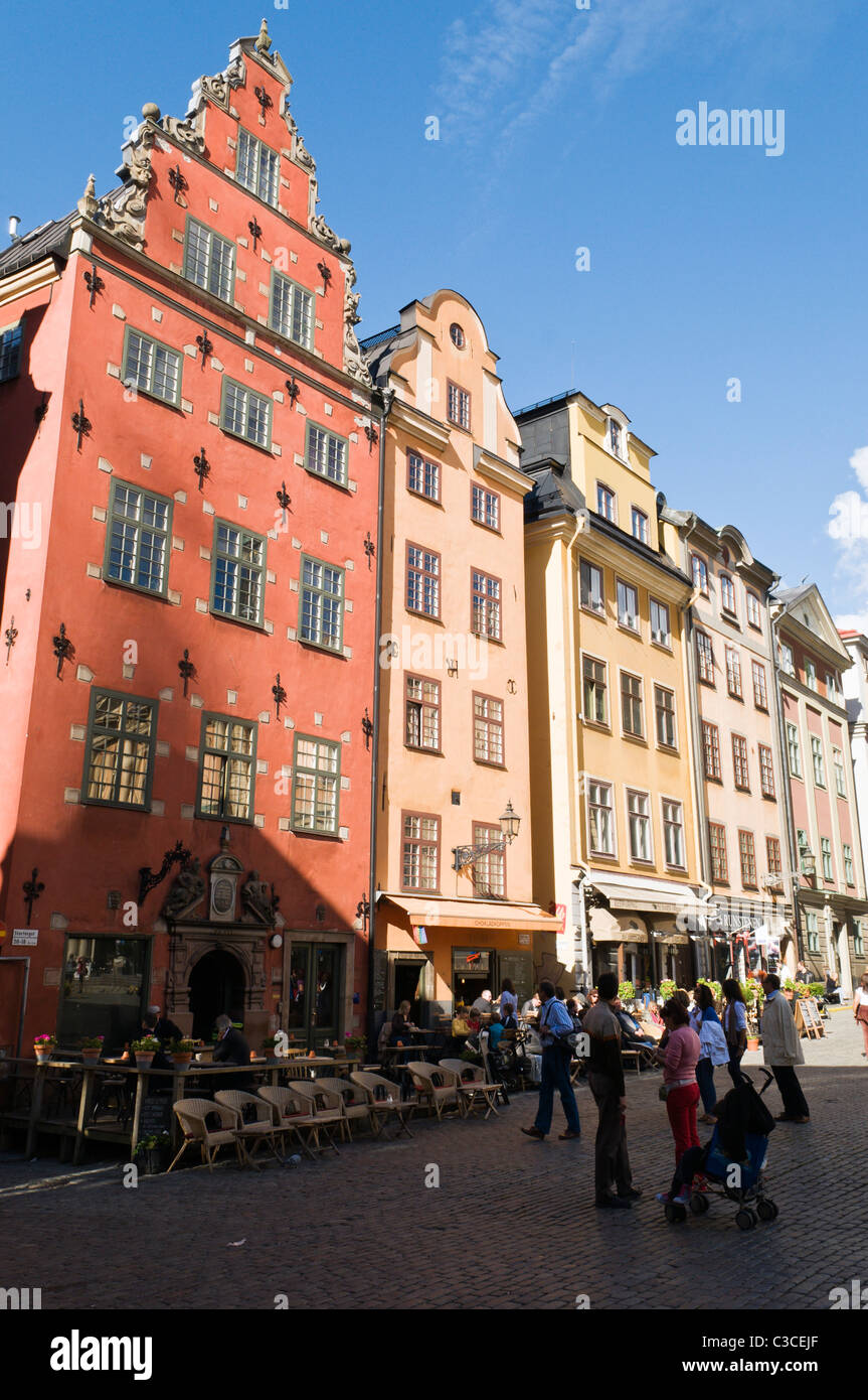 People at the cafes and restaurants at Stortorget in Gamla Stan in ...