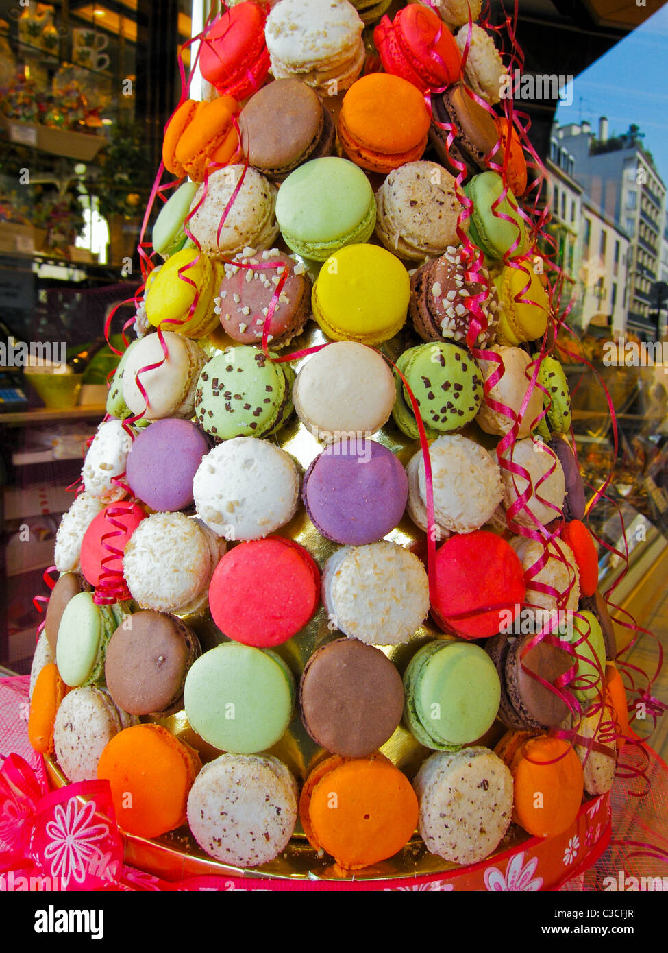 Paris, France, French Pastries, Detail, Wedding Cake macarons, Close up ...