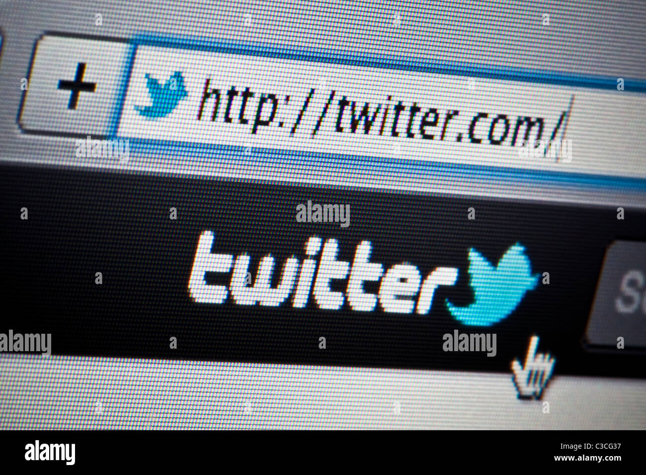 Close up of the Twitter logo as seen on its website. (Editorial use ...