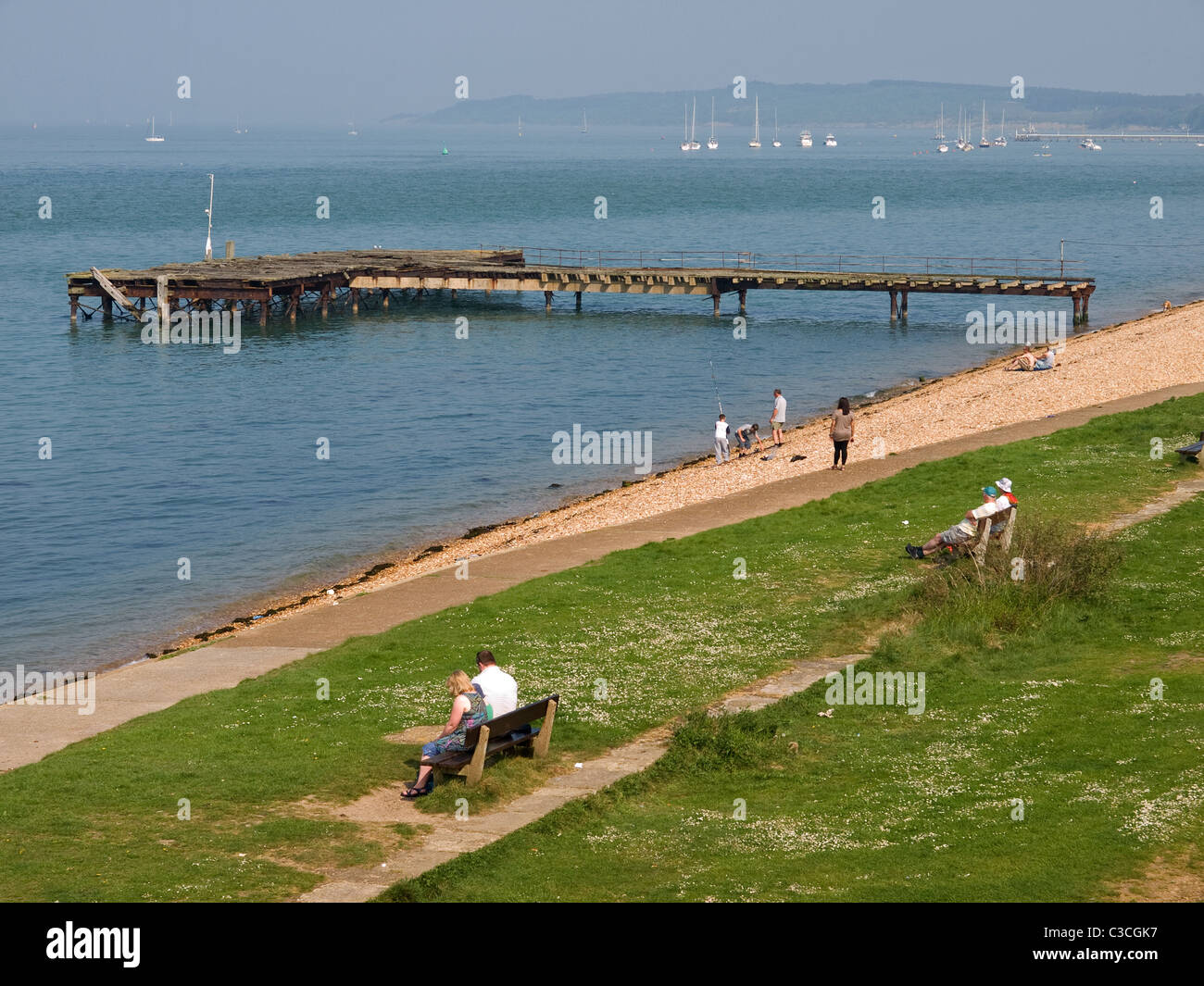 Fort Victoria pier near Yarmouth Isle of Wight England UK a now ...