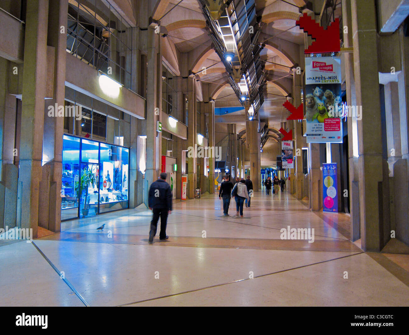 Paris, France, Hallway in "Le Forum des halles" Shopping Center ...