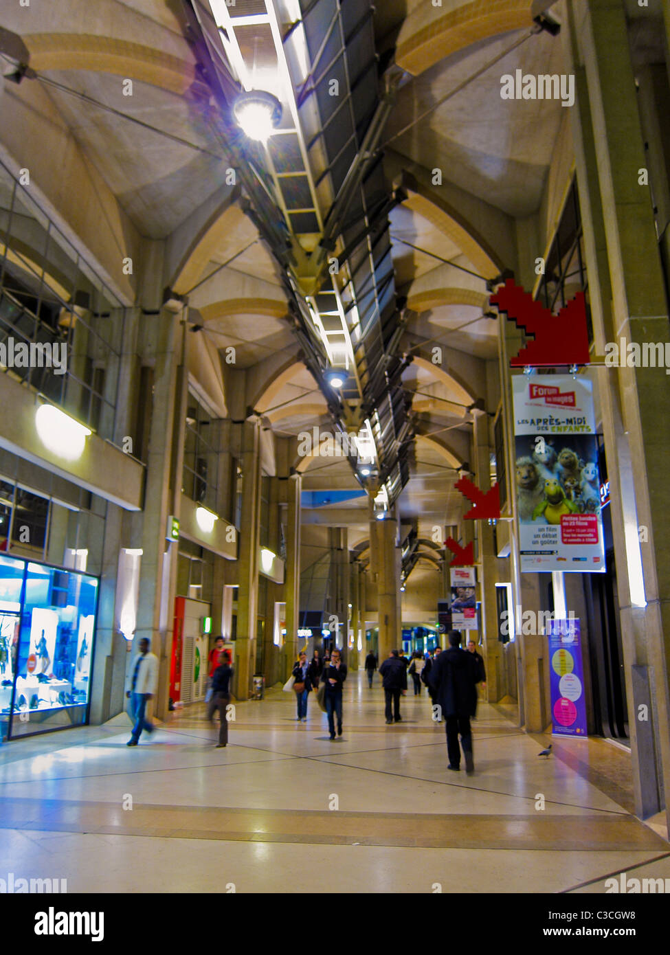 Paris, France, Hallway in "Le Forum des halles" Shopping Center ...
