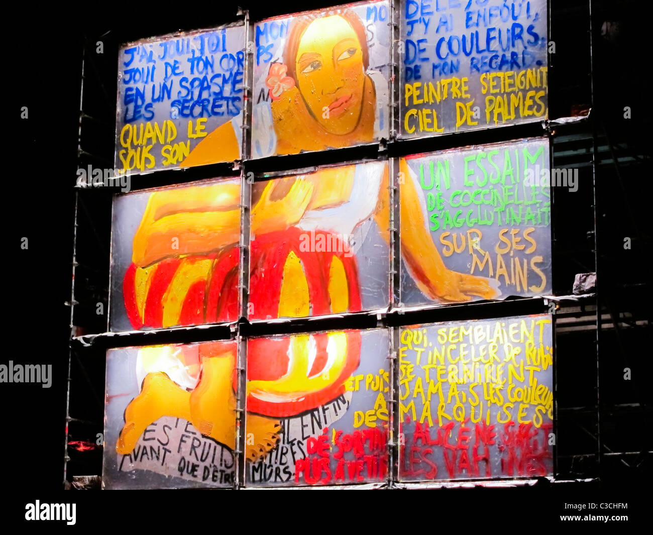 Paris, France, Detail Painting, on Structure, French Contemporary Arts ...