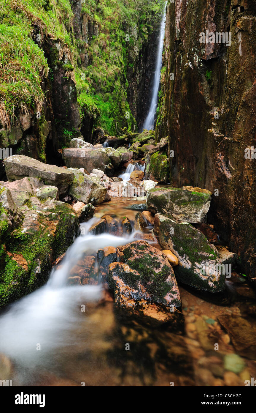Scale Fore waterfall in a secluded ravine between Buttermere and ...