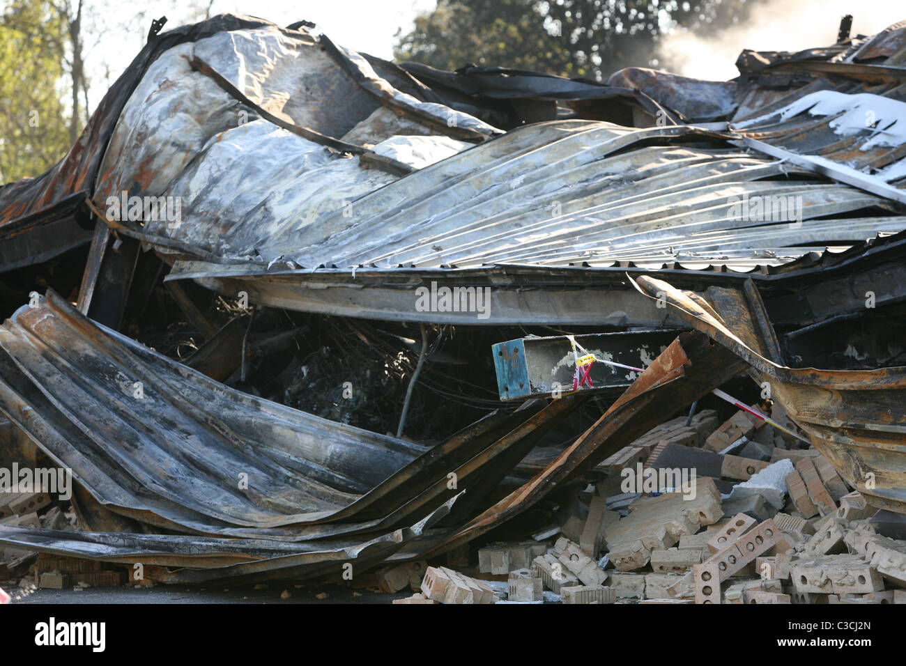 fire damage at the scene of large fire Stock Photo - Alamy