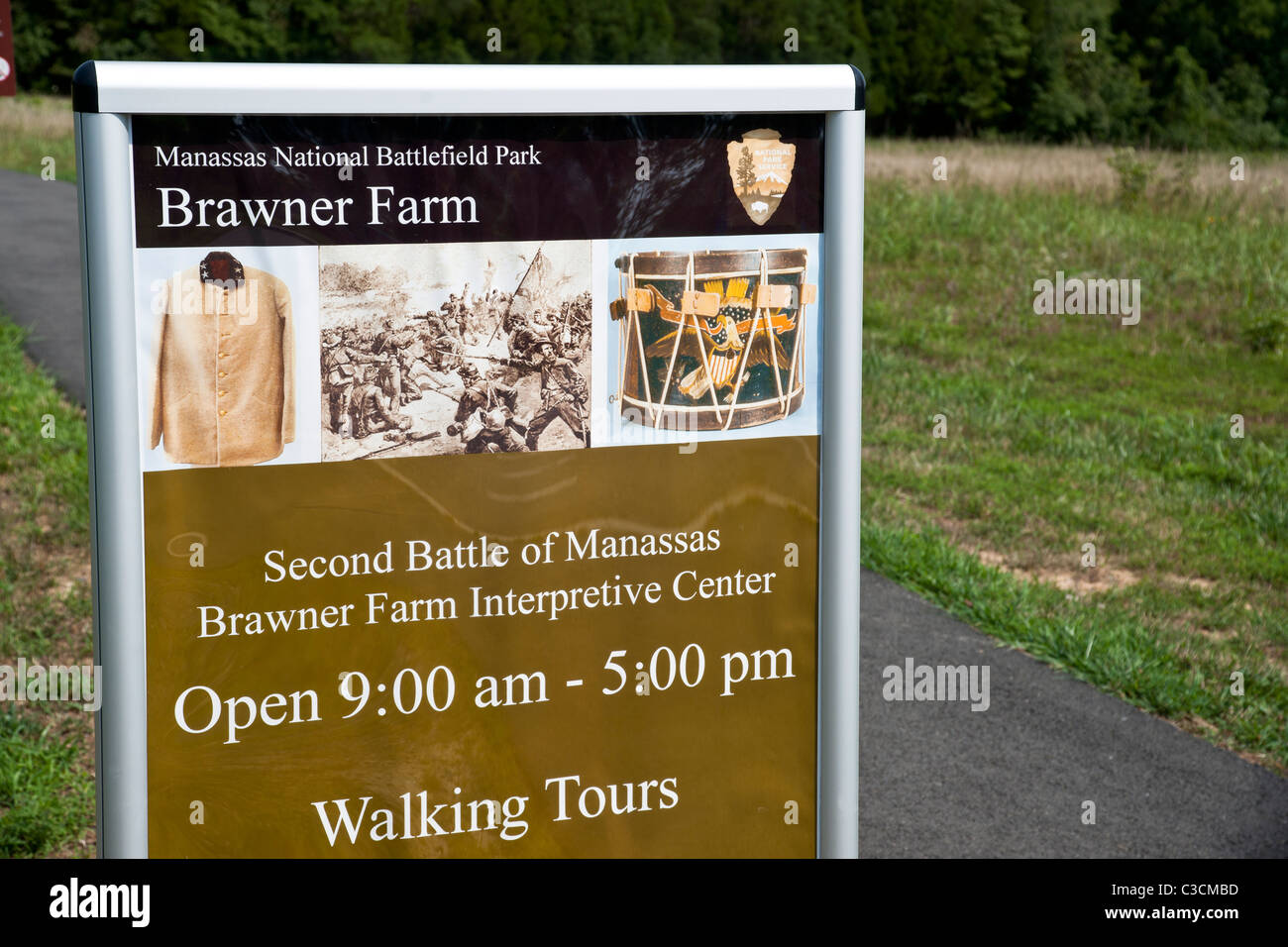 Sign at the entrance of the path to the Brawner Farm Interpretive ...