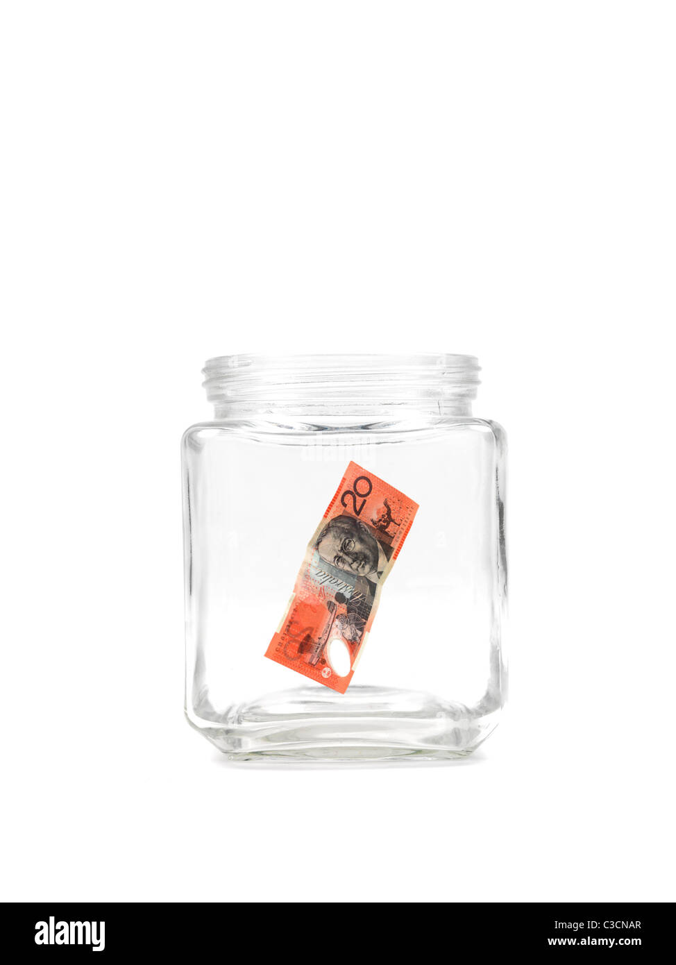 An empty money jar isolated against a white background Stock Photo - Alamy