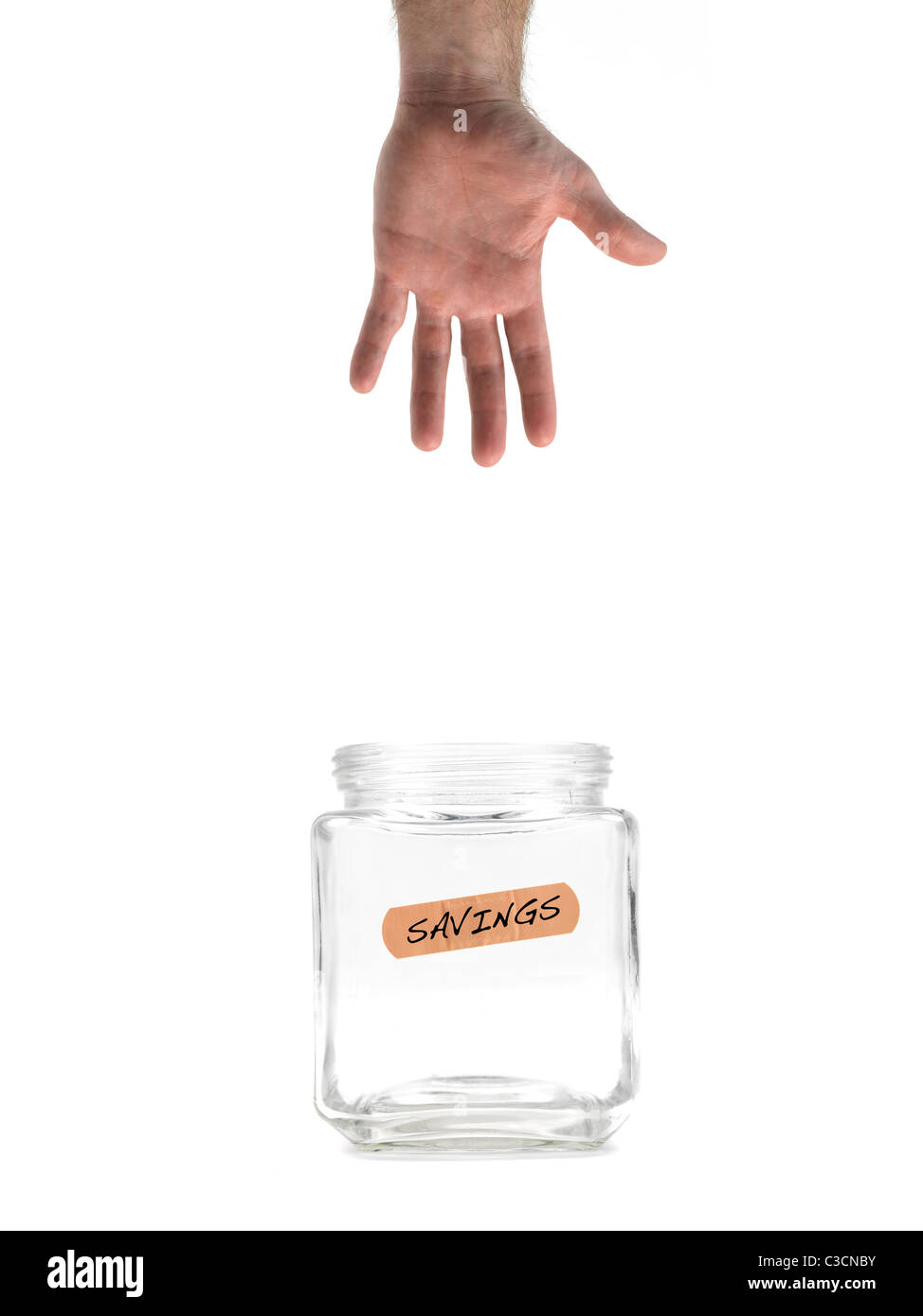 An empty money jar isolated against a white background Stock Photo - Alamy