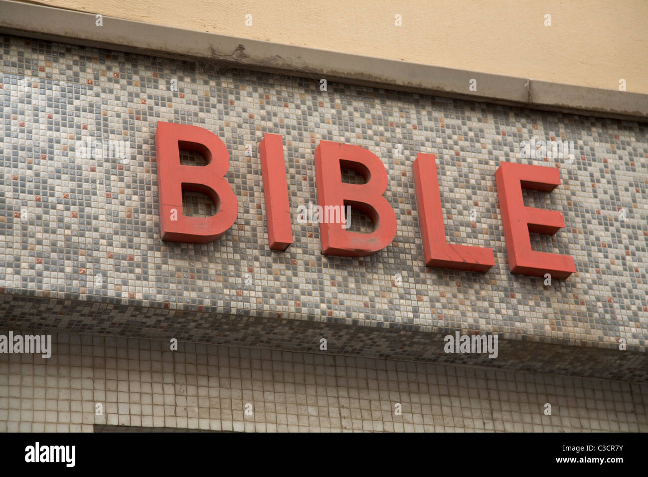 Bible Sign above a religious shop Adelaide Australia Stock Photo - Alamy