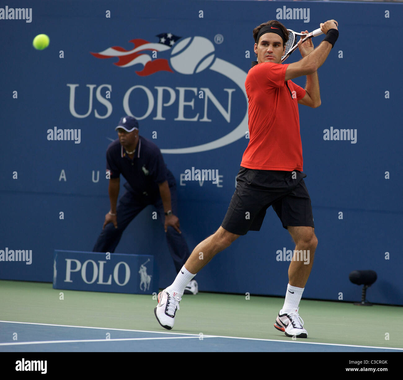 Roger Federer, Switzerland, in action at the US Open Tennis Tournament ...