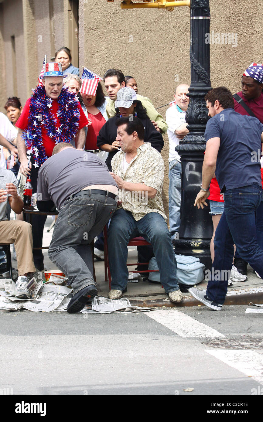 Gerard Butler on the set of 'The Bounty Hunter' filming a fight scene ...