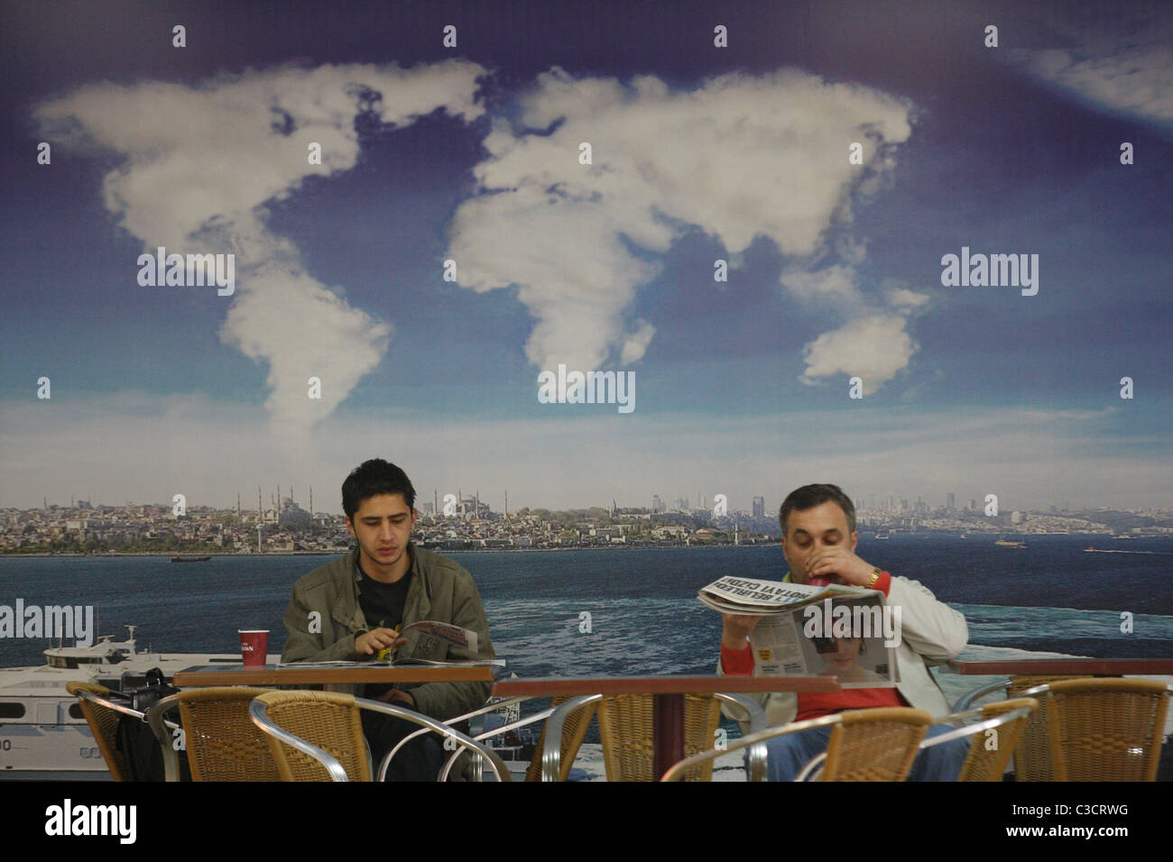 Cafe on the Bosphorus River Istanbul Turkey Stock Photo - Alamy