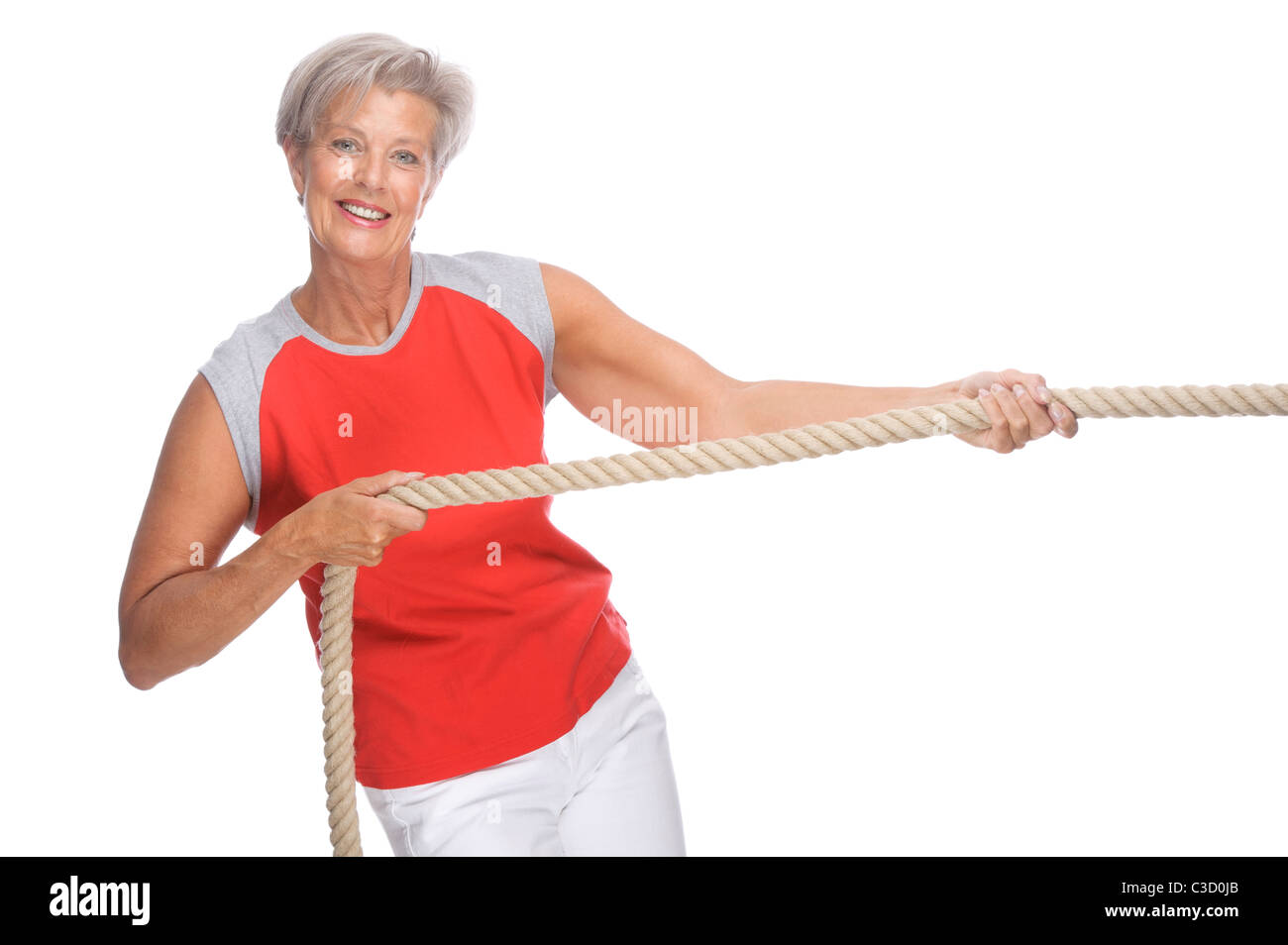 Full isolated studio portrait of a active senior woman Stock Photo - Alamy
