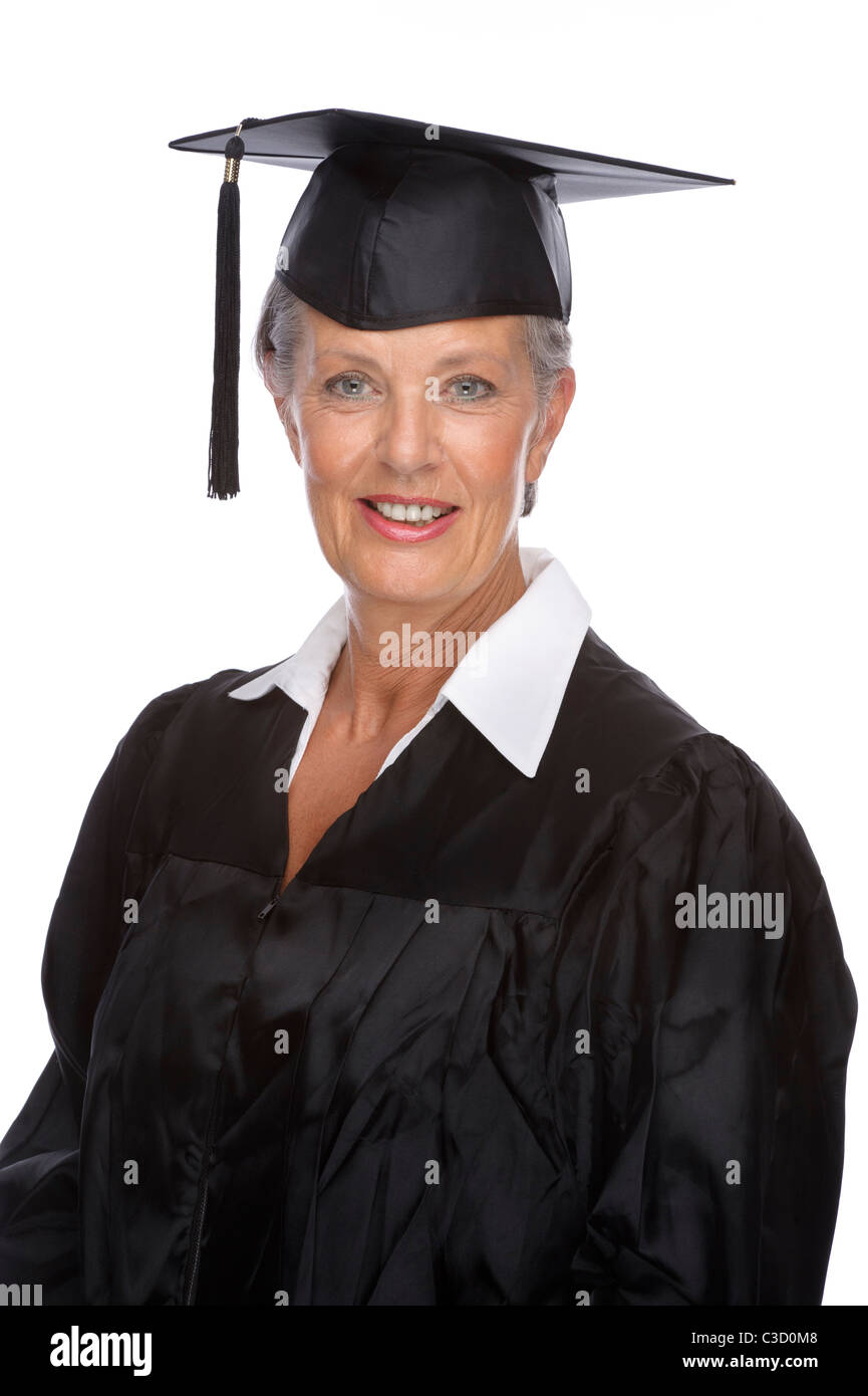 Full isolated portrait of a active senior graduate Stock Photo - Alamy